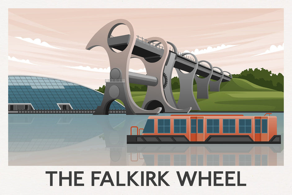 The Falkirk Wheel A4 travel poster print | Sunshine No.1