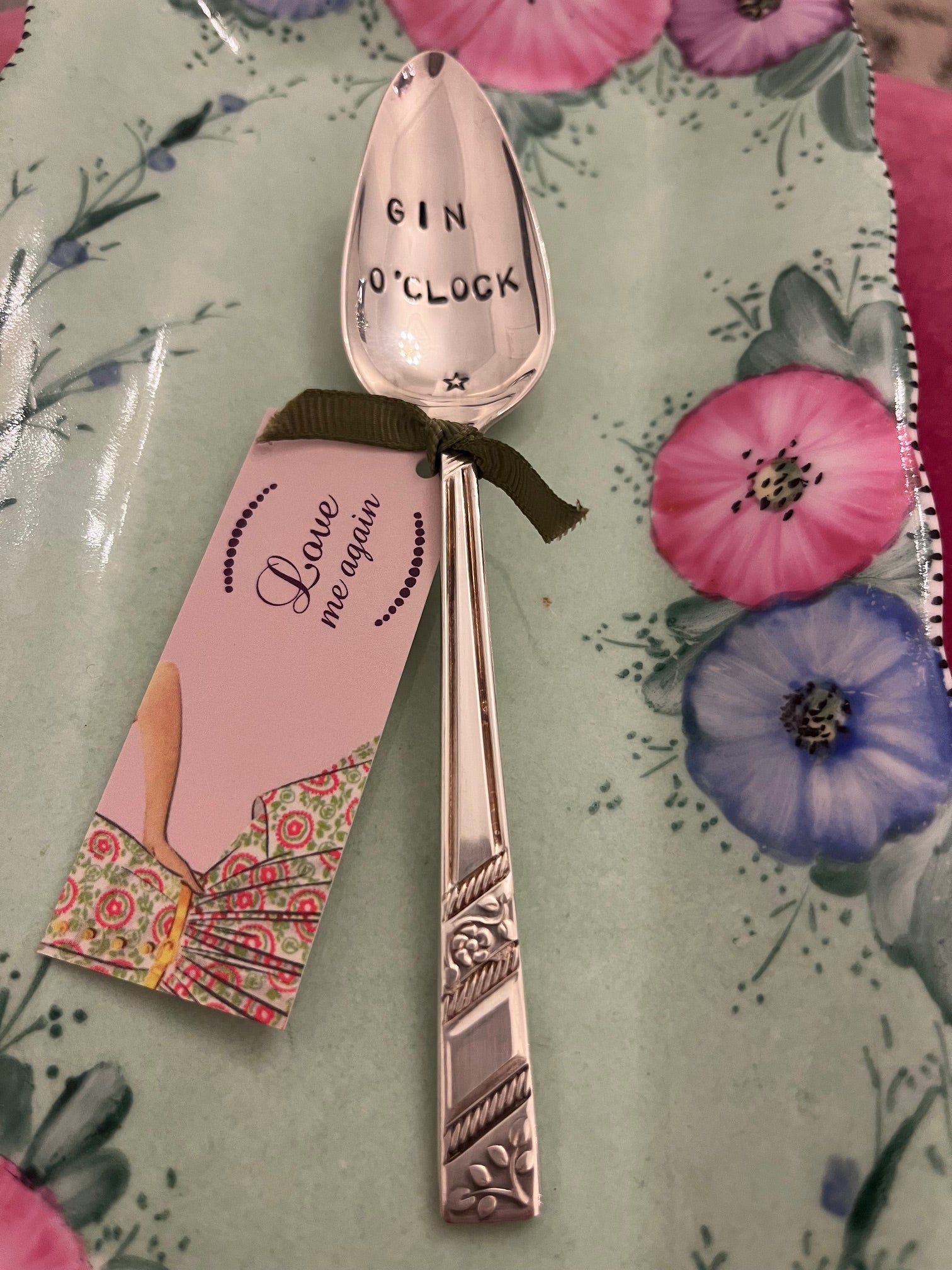 'Gin O'Clock' hand stamped vintage spoon | Sunshine No.1