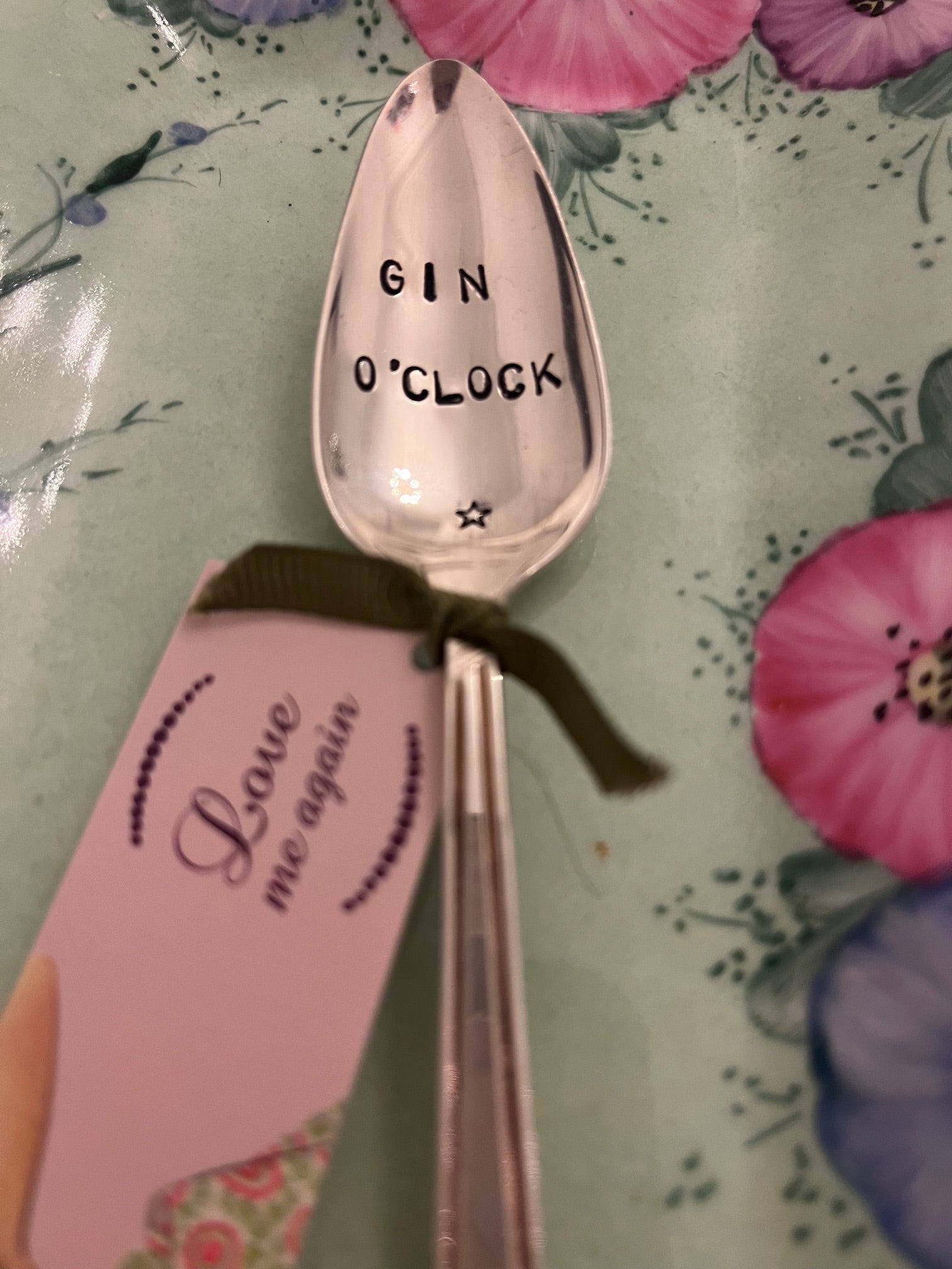 'Gin O'Clock' hand stamped vintage spoon | Sunshine No.1
