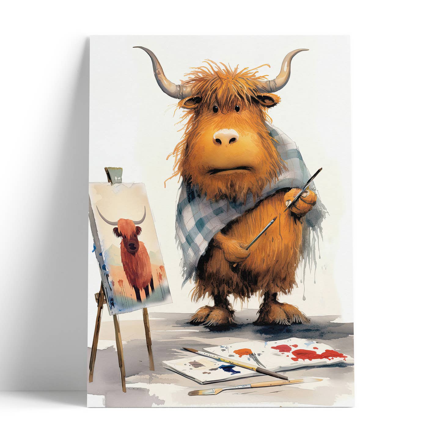 Highland cow portrait artist A4 print | Sunshine No.1