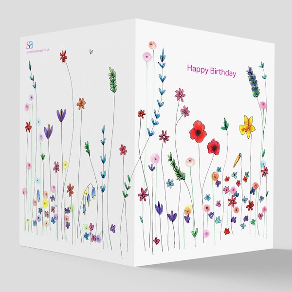 Happy birthday field of flowers card | Sunshine No.1